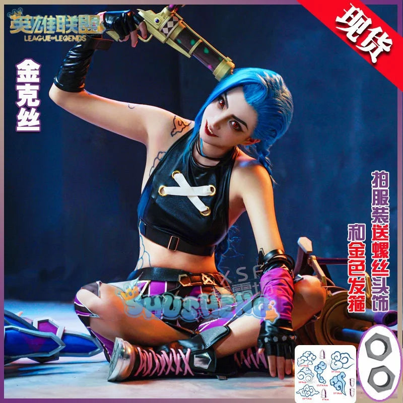 Game Anime Lol Arcane Jinx Cosplay Women Sexy Costumes League Of Legen