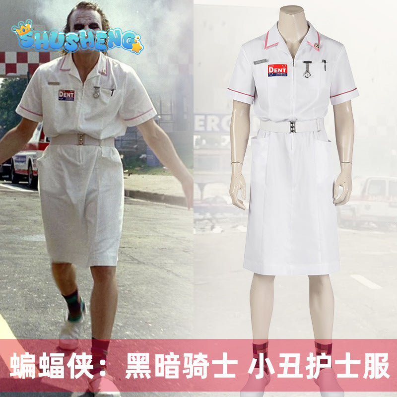 Horror Scary Movie Arkham Dark Knight Clown Joker Nurse Uniform Dress ...
