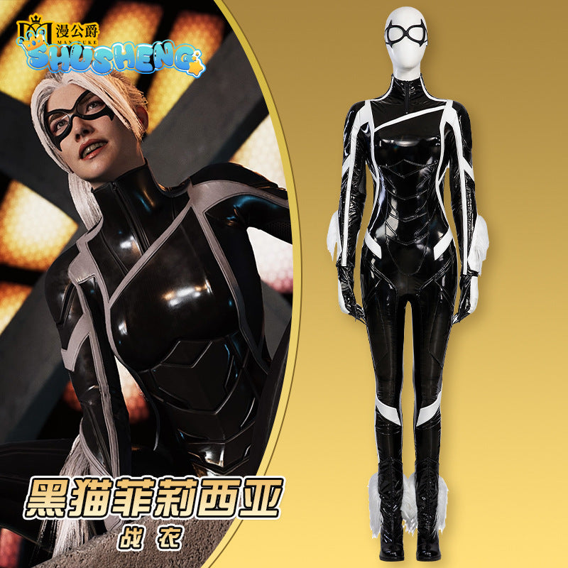 New Black Cat Felicia Hardy Cosplay Costume Jumpsuit Mask Gloves Boots ...