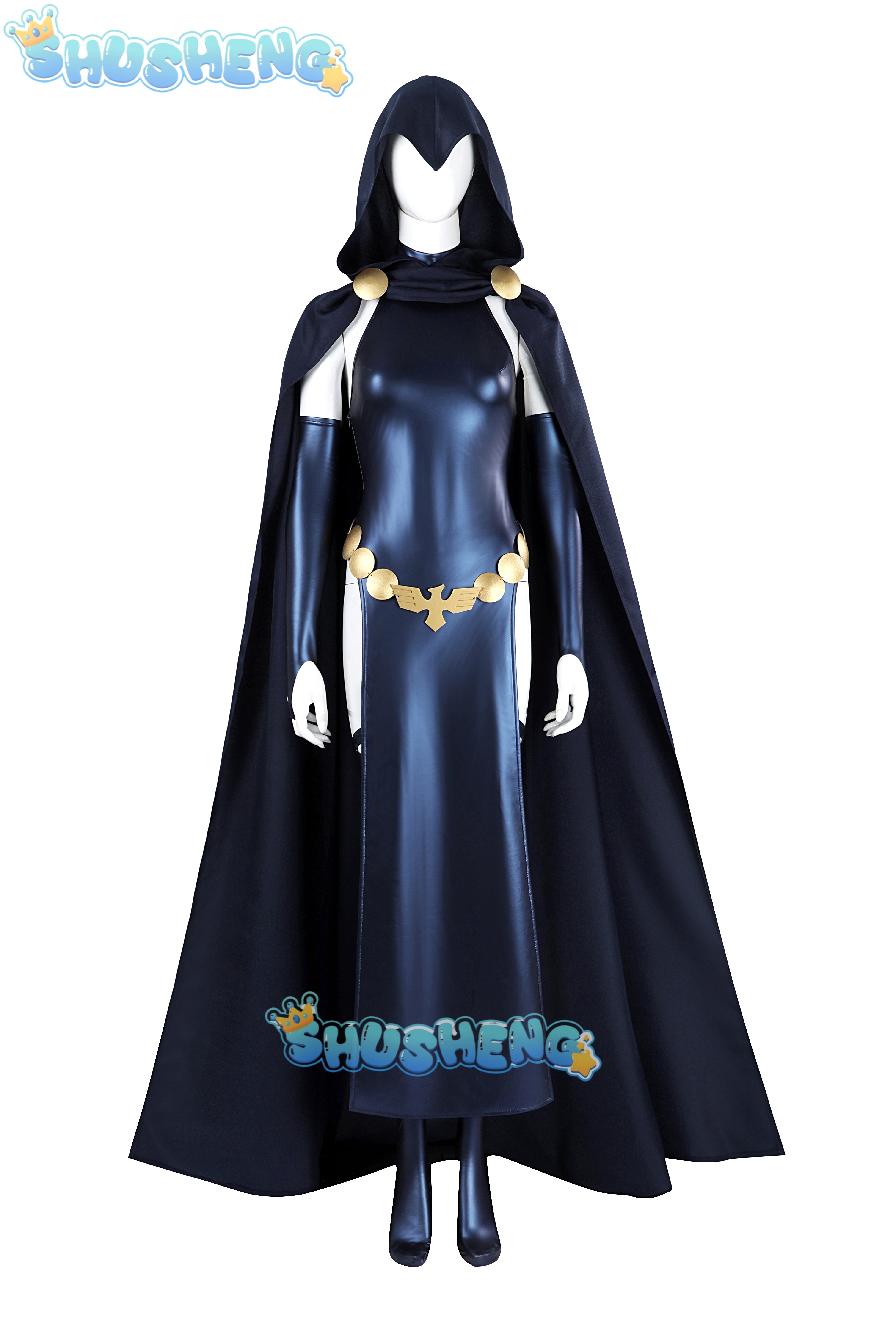 Raven Cosplay Costume Dress Hooded Cloak Halloween for Woman Female